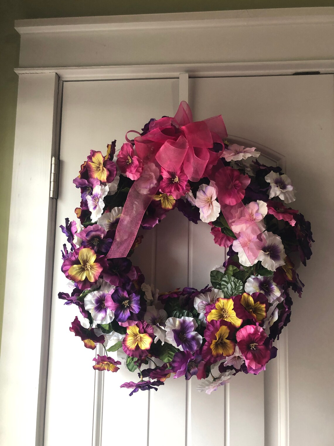 Pansy Wreath Decorative Wreath Pansy Wreath Pink Wreath | Etsy