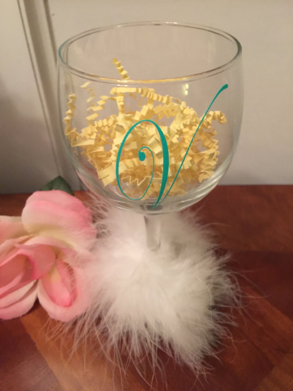 Monogram, Wine Glass, Cursive Lettering - Etsy
