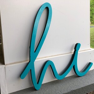HI Sign, Wall Deocr, Front Door Sign, Greetings Sign, Wood Sign, Spring ...