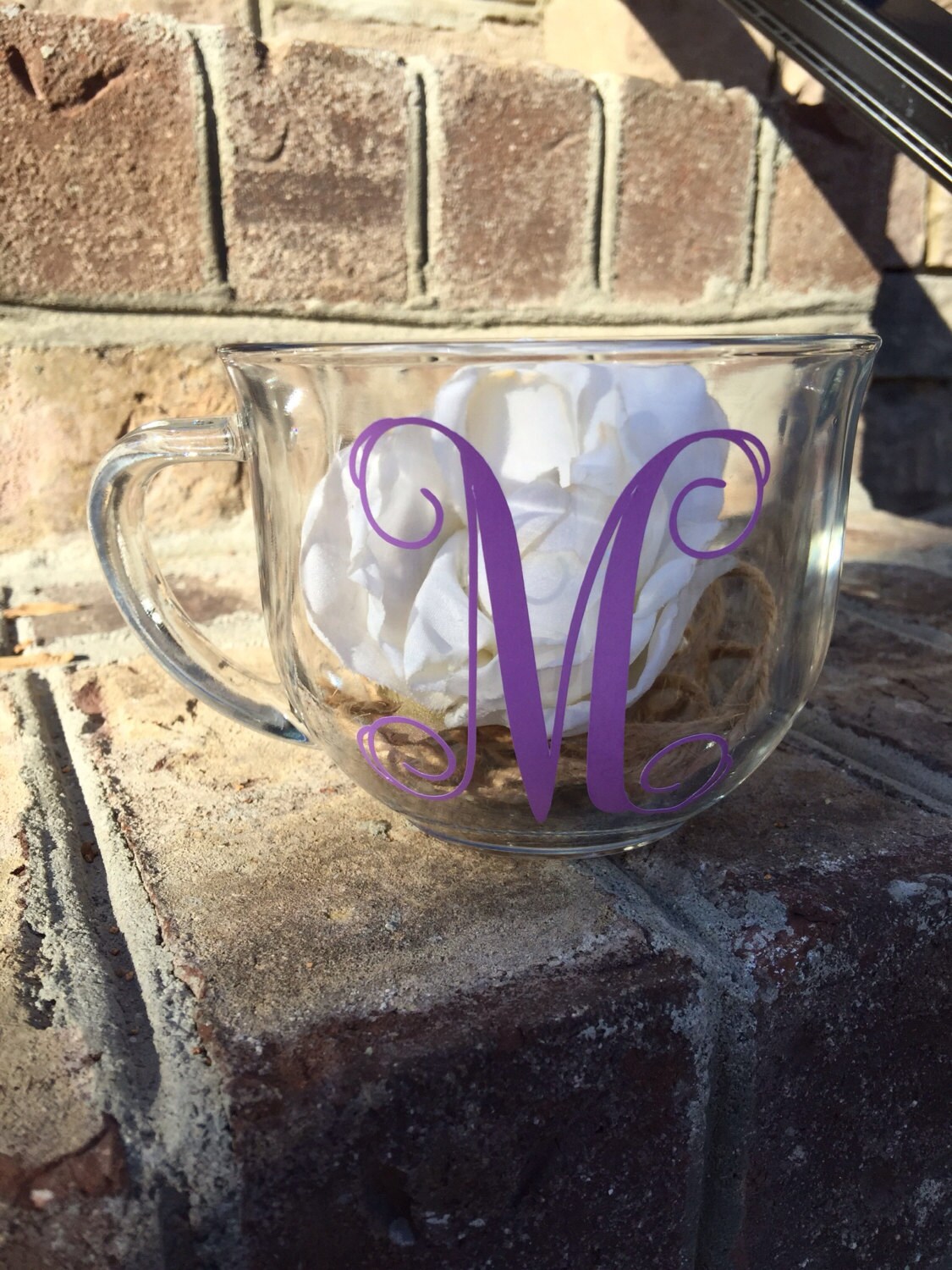 Monogram, Coffee Cup, Glass Coffee Cup, Vine Lettering - Etsy