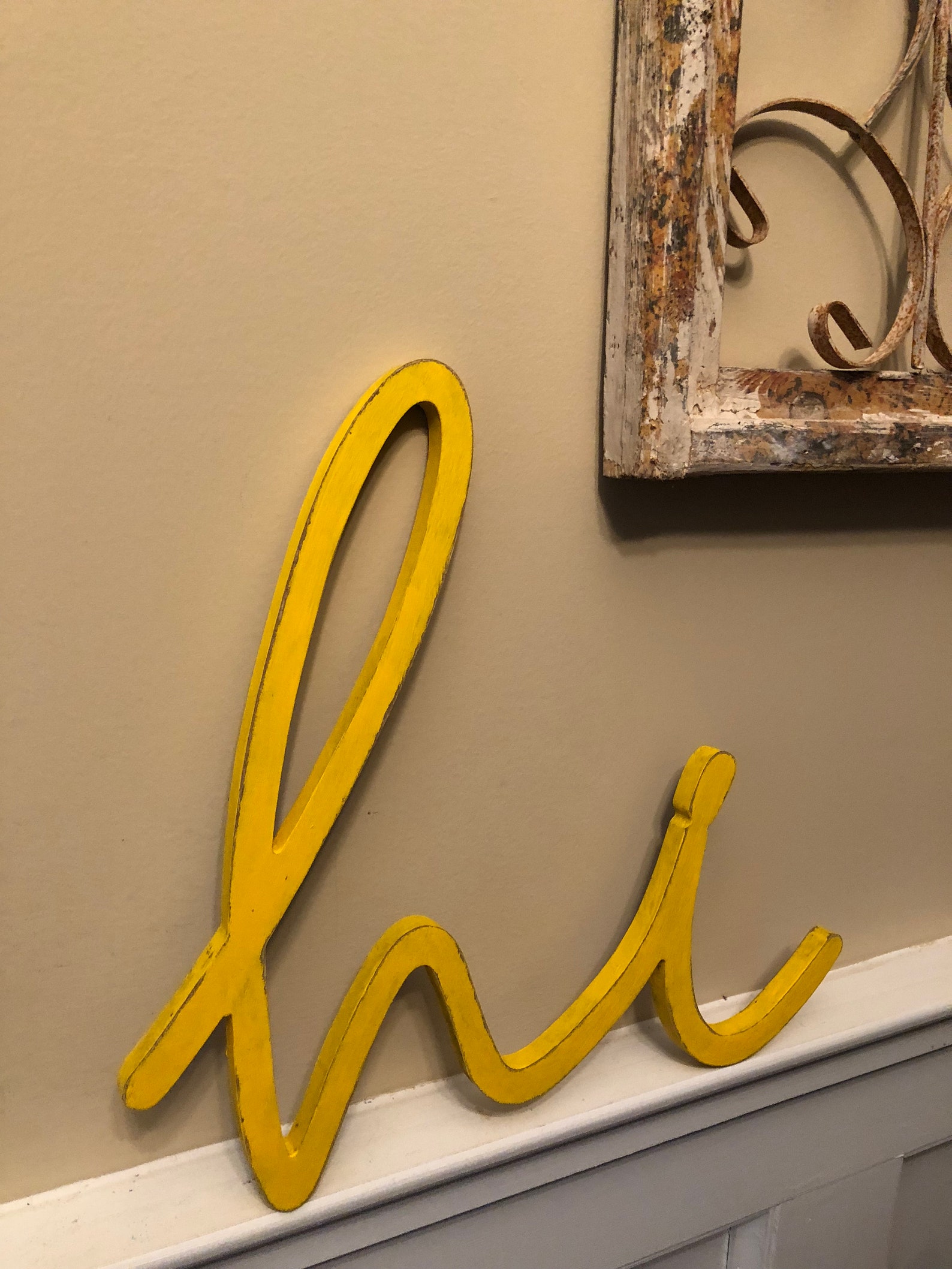 HI Sign Wall Deocr Front Door Sign Greetings Sign Wood - Etsy