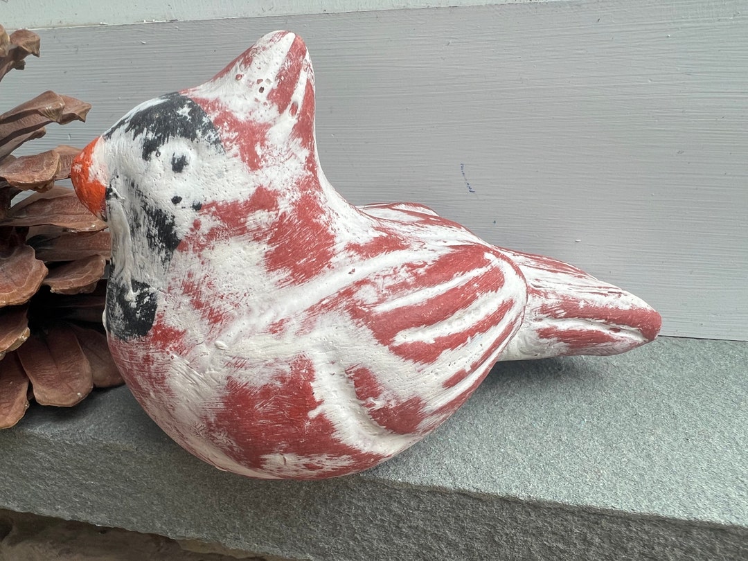 Cardinal Chubby Clay Bird, Home Decor, Bird Decor - Etsy