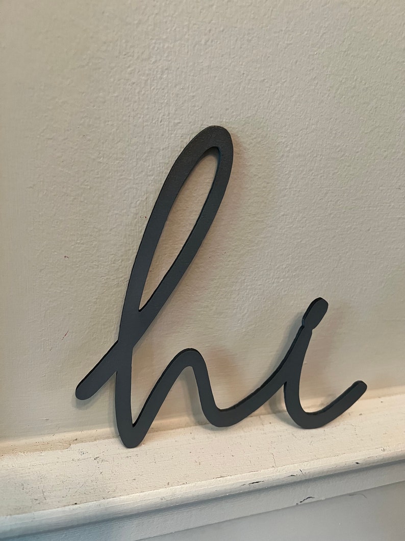 HI Sign, Wall Deocr, Front Door Sign, Greetings Sign, Wood Sign, Spring ...