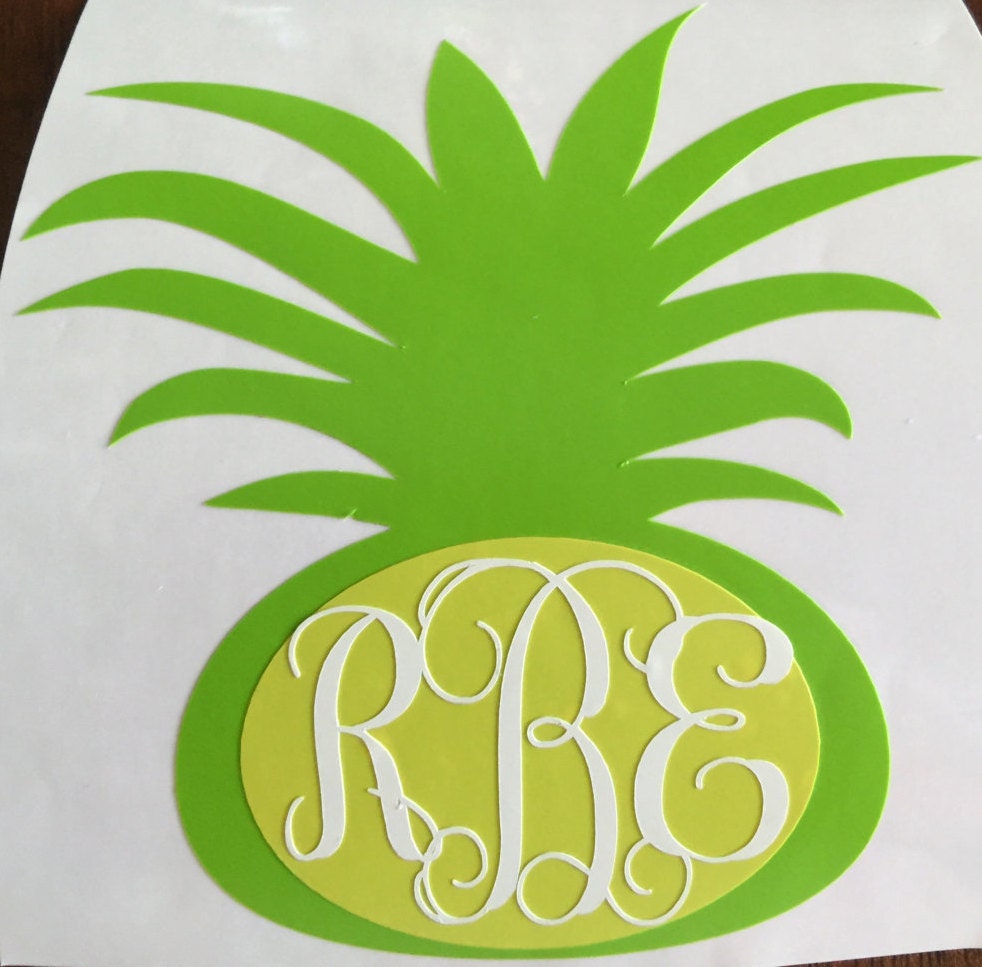 Pineapple Decal, Pineapple Vinyl, Monogram, Car Decal, Laptop Decal ...