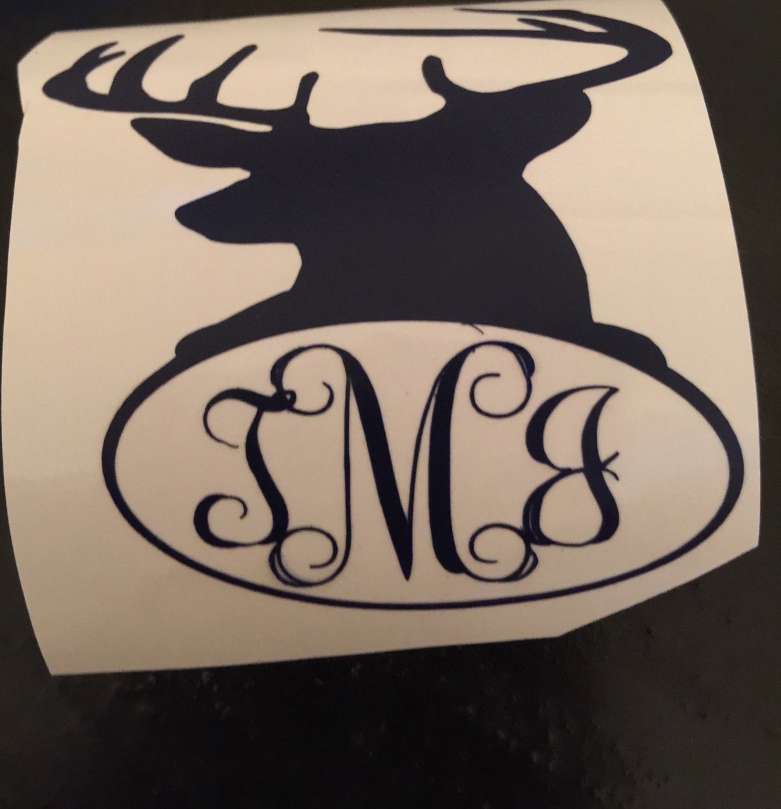 Deer Head Decal/ Name Decal/ Personalized/ Monogram/ Car Decal/ Laptop ...