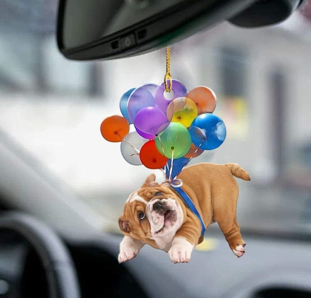 Bulldog Fly With Bubbles Car Hanging Ornament Dog Photo Ornament ...