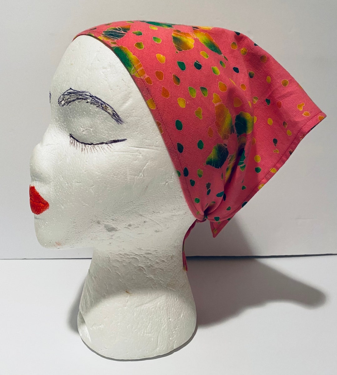 Cotton Head Kerchief Batik Print Indian Cotton, Vintage Look ...