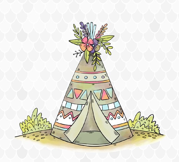 Boho Tribal Tee Pee Clip Art