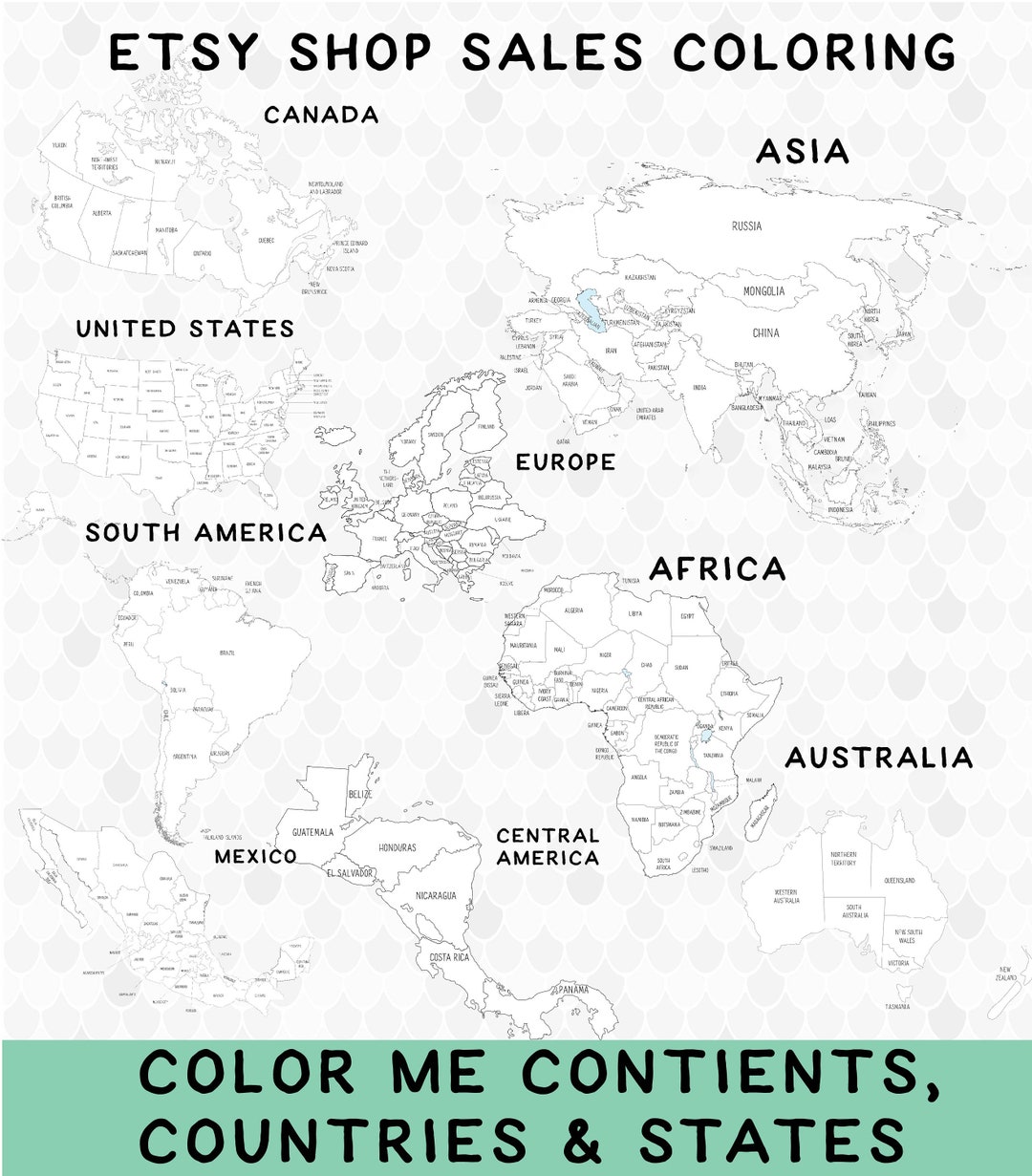 Printable World Map Coloring Pages, Coloring Continents, Coloring ...