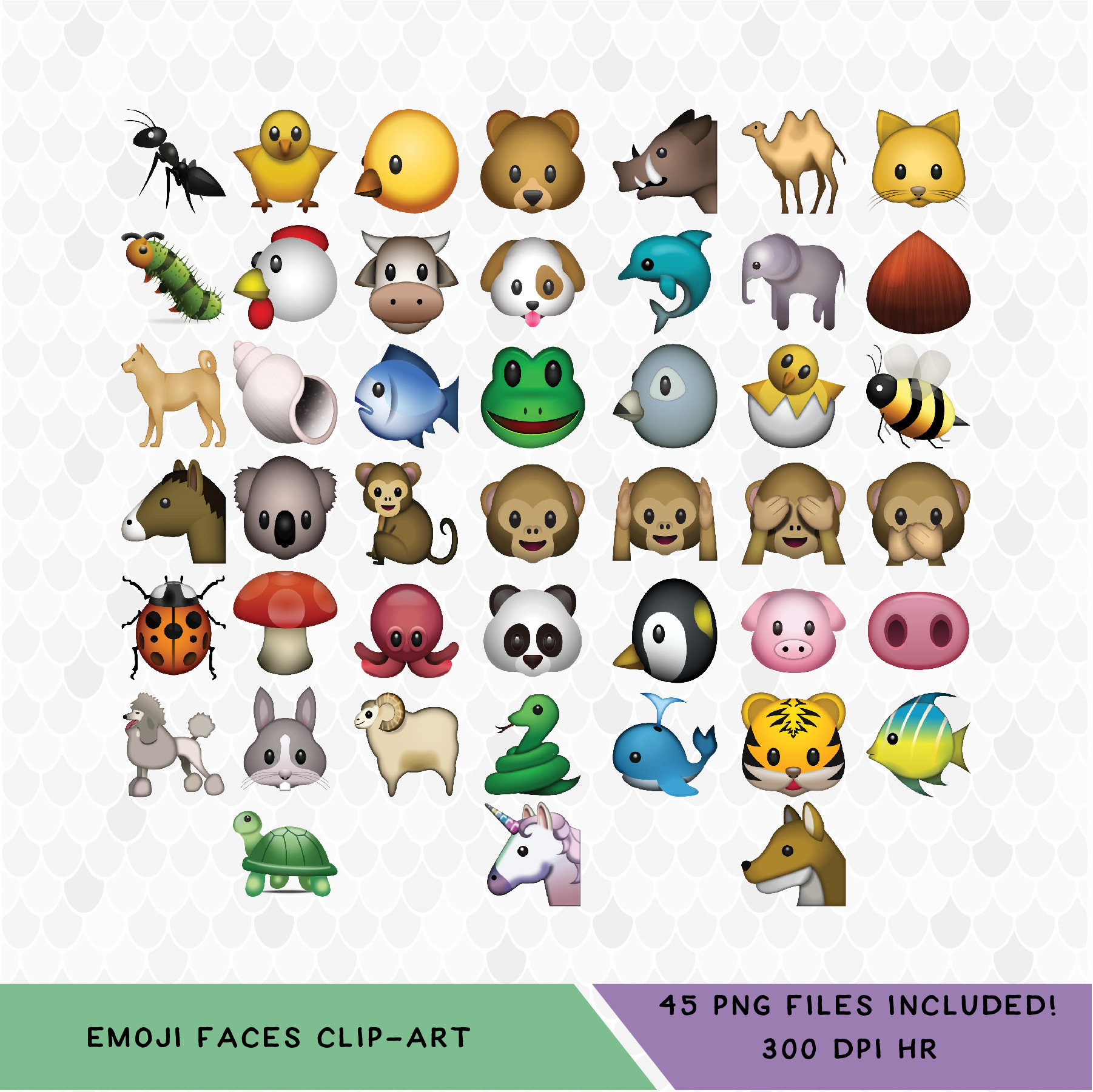Emoji Tiere Clipart Tiercliparts Emoji Clipart klassische | Etsy