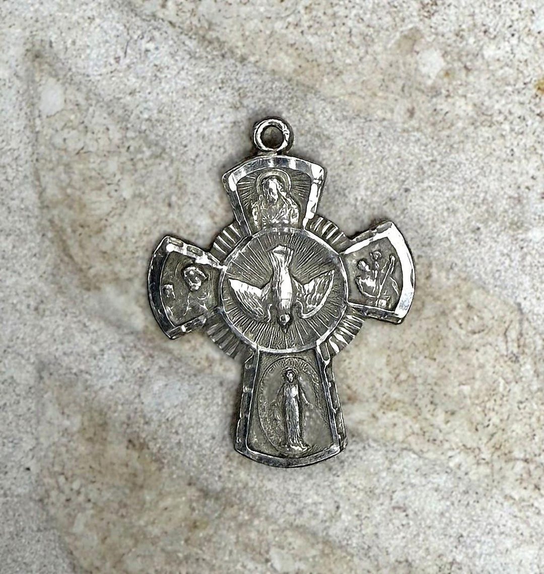 Five-way Medal Charm, Antique Sterling Sliver - Etsy