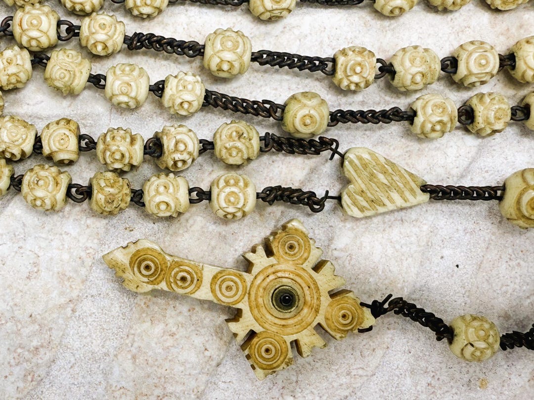 Antique Stanhope Viewer Carved Bone Rosary (R293) - Etsy