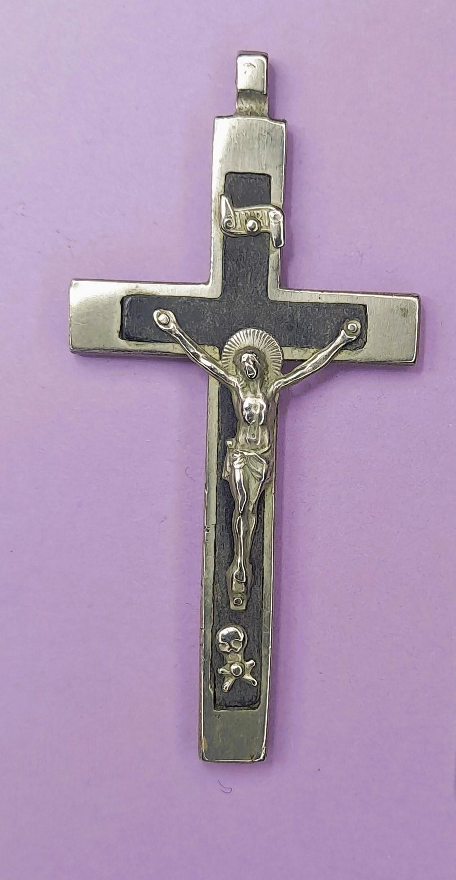Antique Pectoral Crucifix Black Inlay & Momento Mori Skull, From the ...