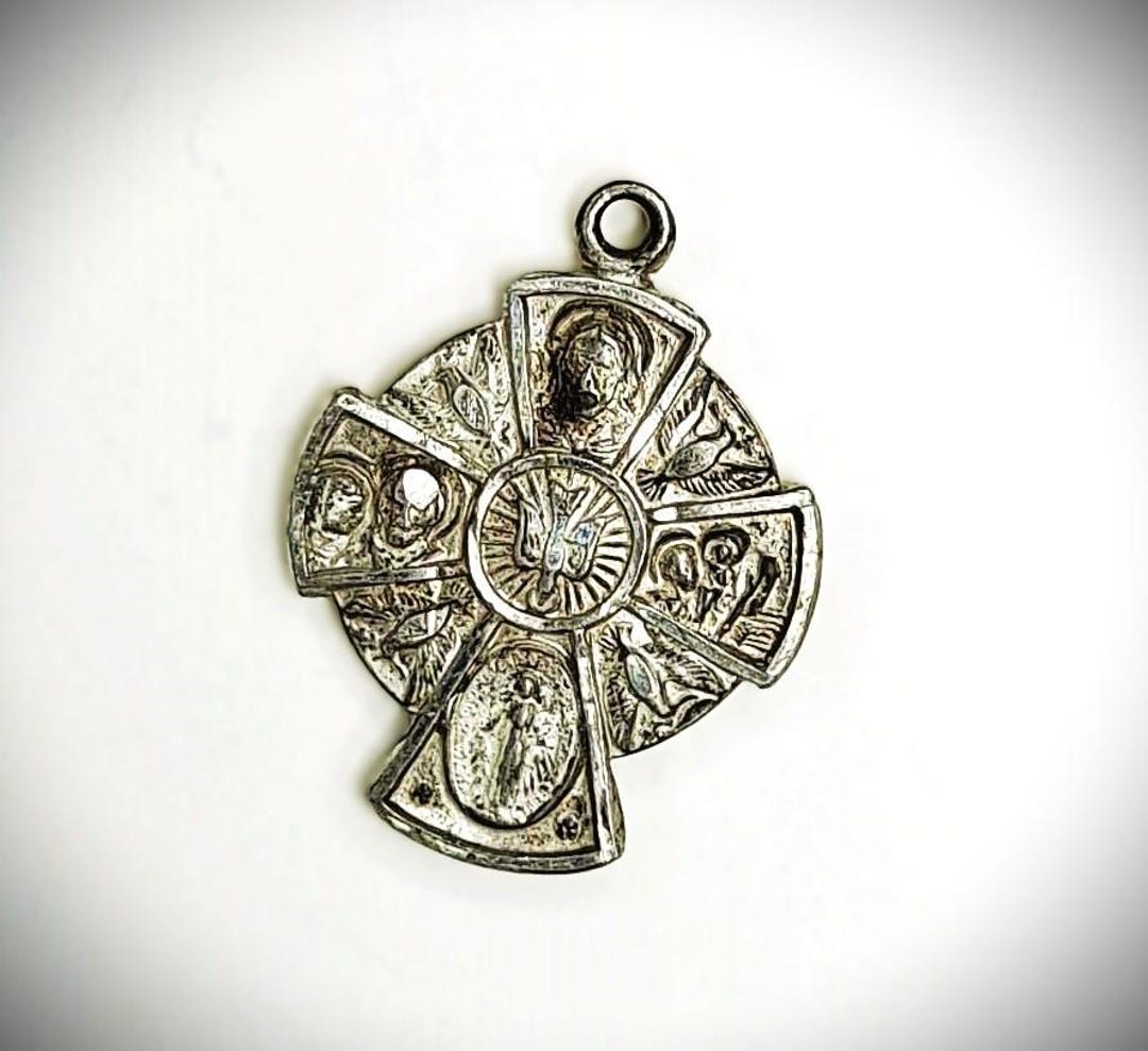 Antique/vintage Sterling Silver Scapular 4-way Medal From the Jeweled ...