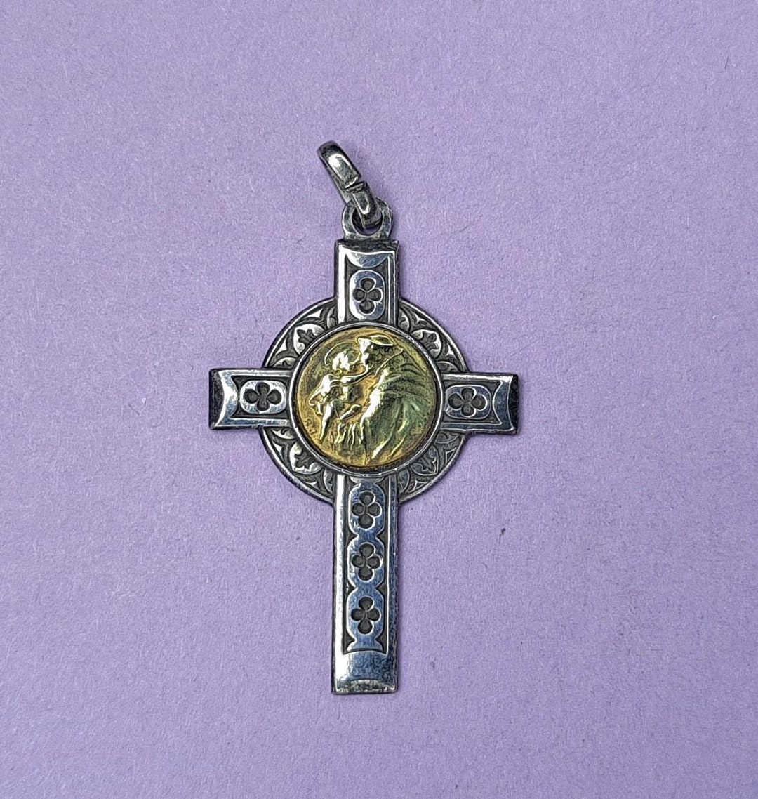 Celtic Cross With St Anthony Medal, Vintage, From the Jeweled Rose - Etsy