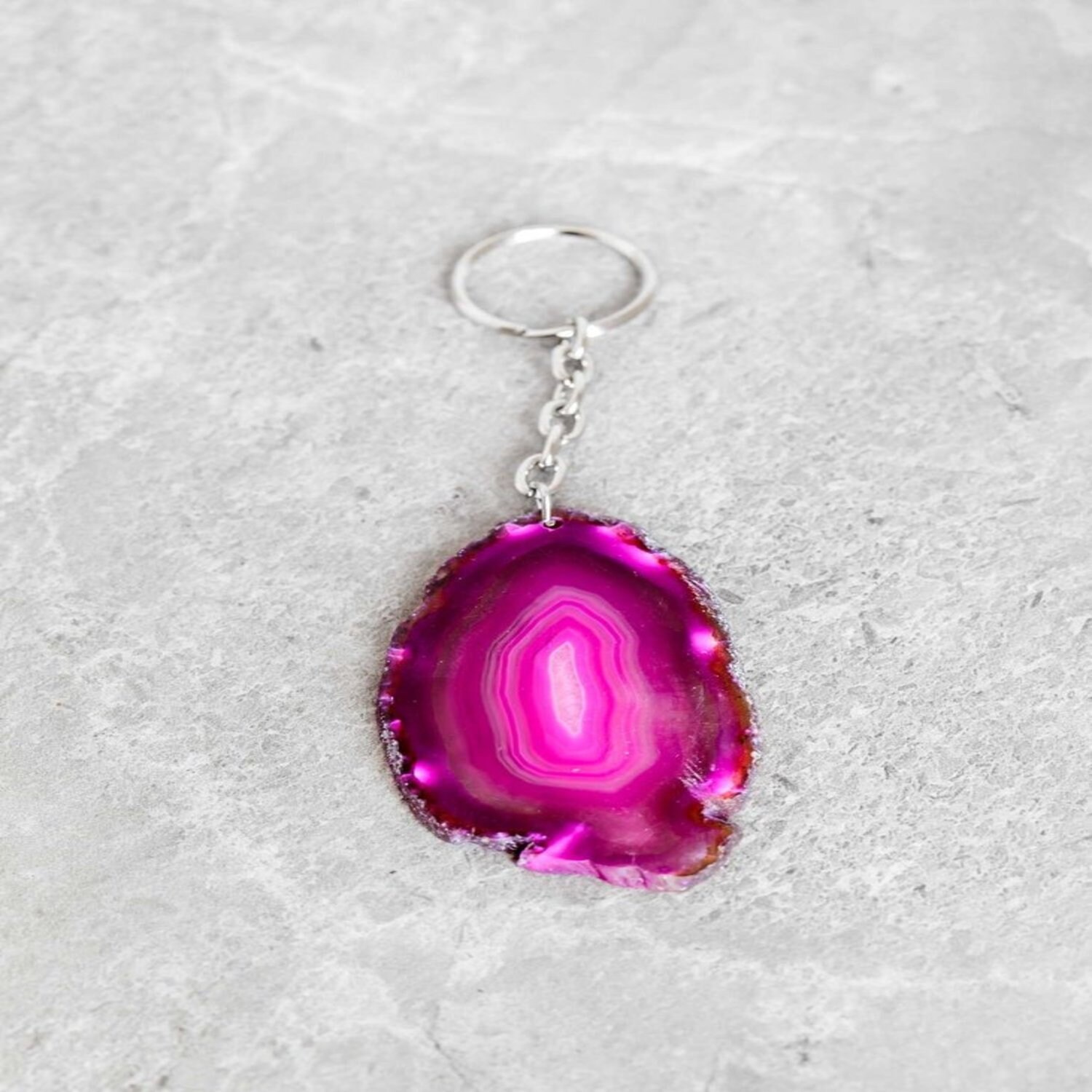 Agate Slice Keychain + Gemstone - Etsy