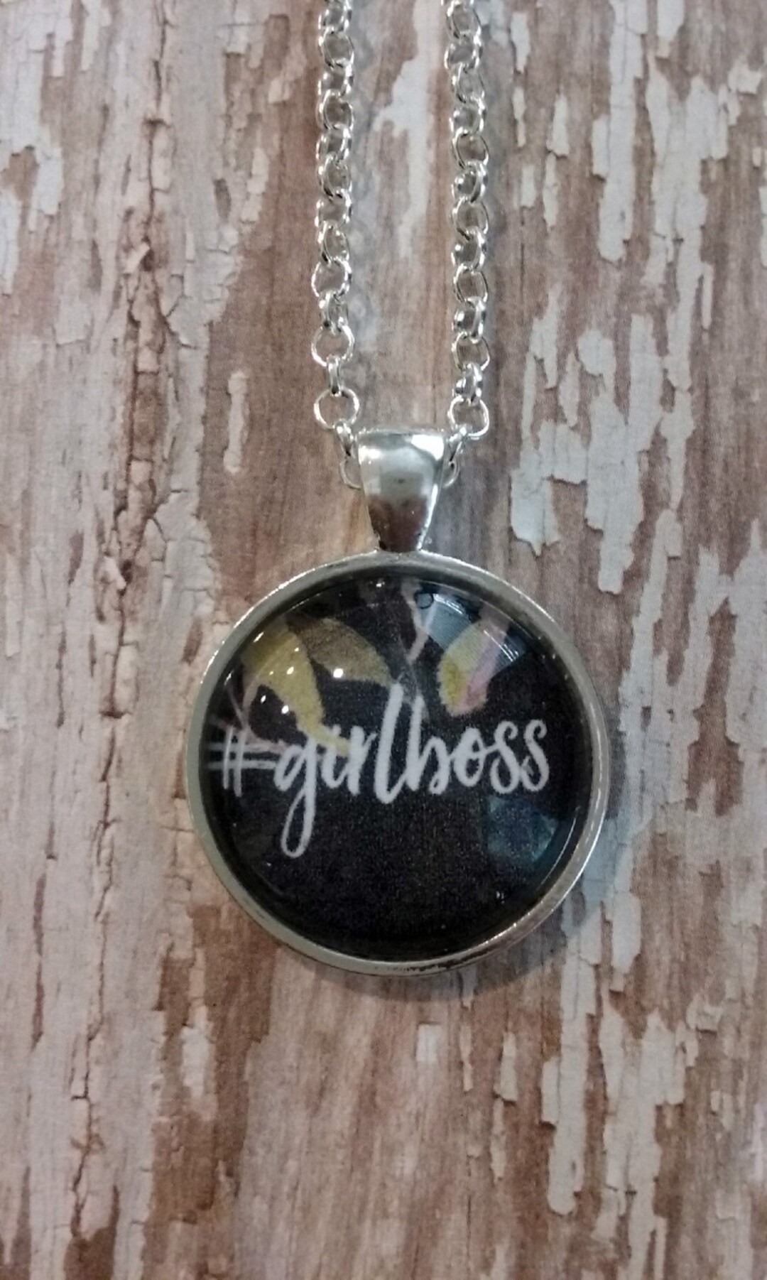 Girl Boss Pendant Necklace 25mm Pendant Silver Chain Gift - Etsy