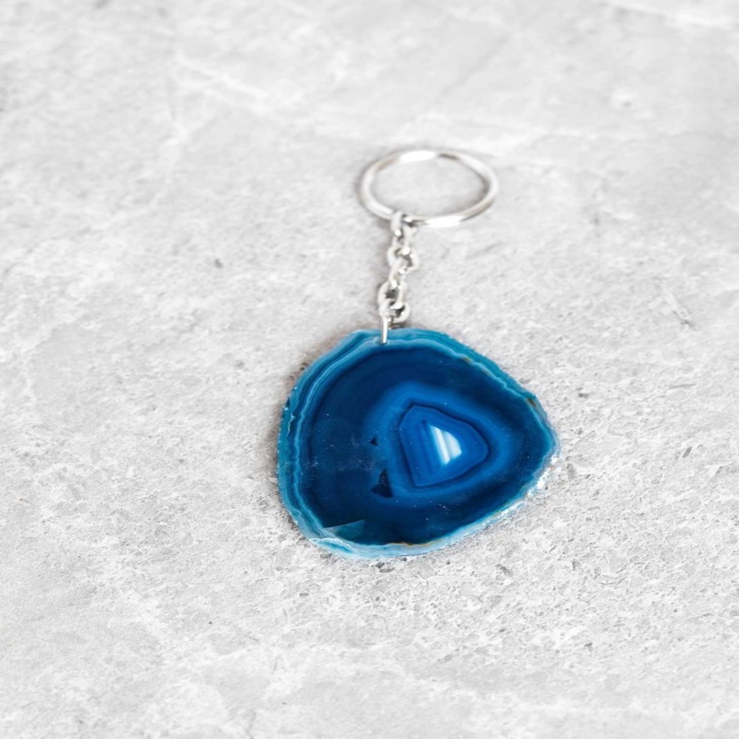 Agate Slice Keychain + Gemstone - Etsy