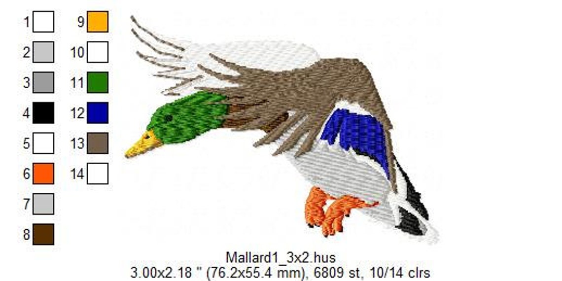 Embroidered Mallard Duck Design - Etsy
