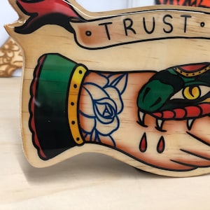 Trust No-one Wood Tattoo Cut Out Sign Wall Art Wood Inked and Hand ...