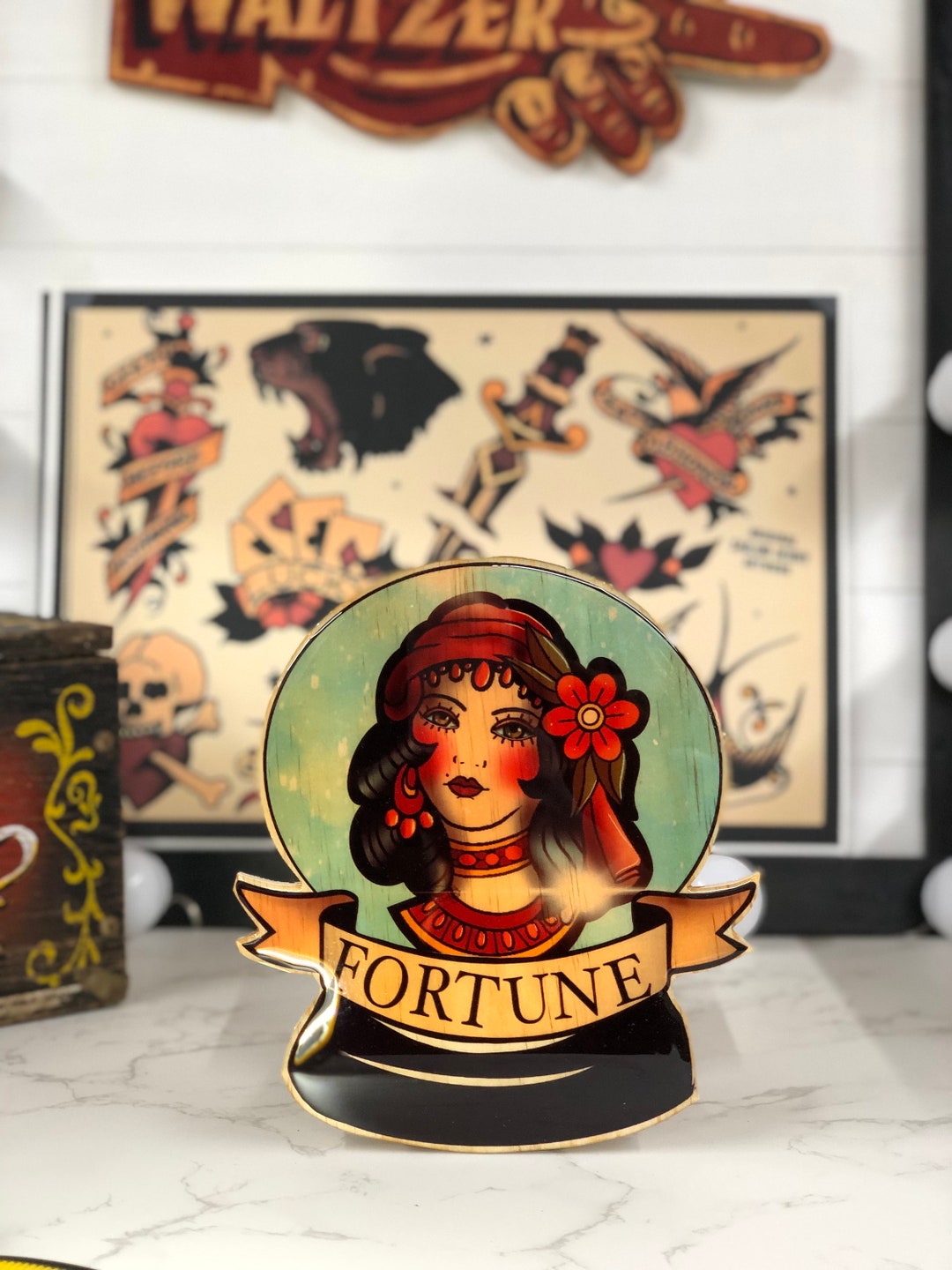 Fortune Gyspy Tattoo Lovers - Tattoo Studio Art - Ready to Hang - Etsy