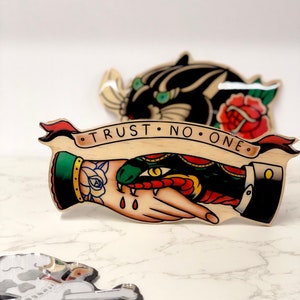 Trust No-one Wood Tattoo Cut Out Sign Wall Art Wood Inked and Hand ...
