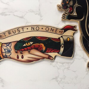 Trust No-one! Wood Tattoo Cut Out Sign - Wall Art Wood Inked and Hand ...