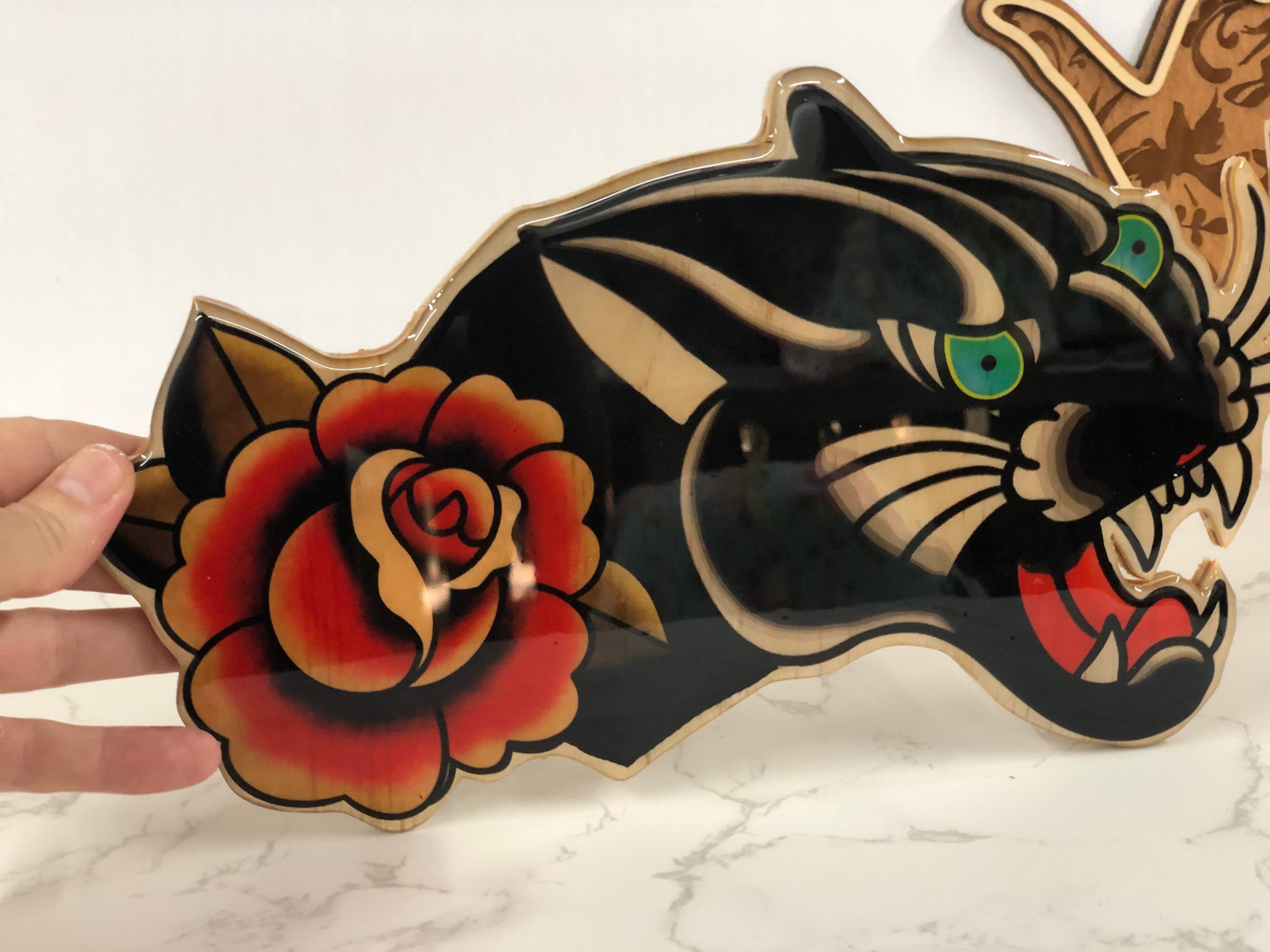 Panther Tattoo With Rose