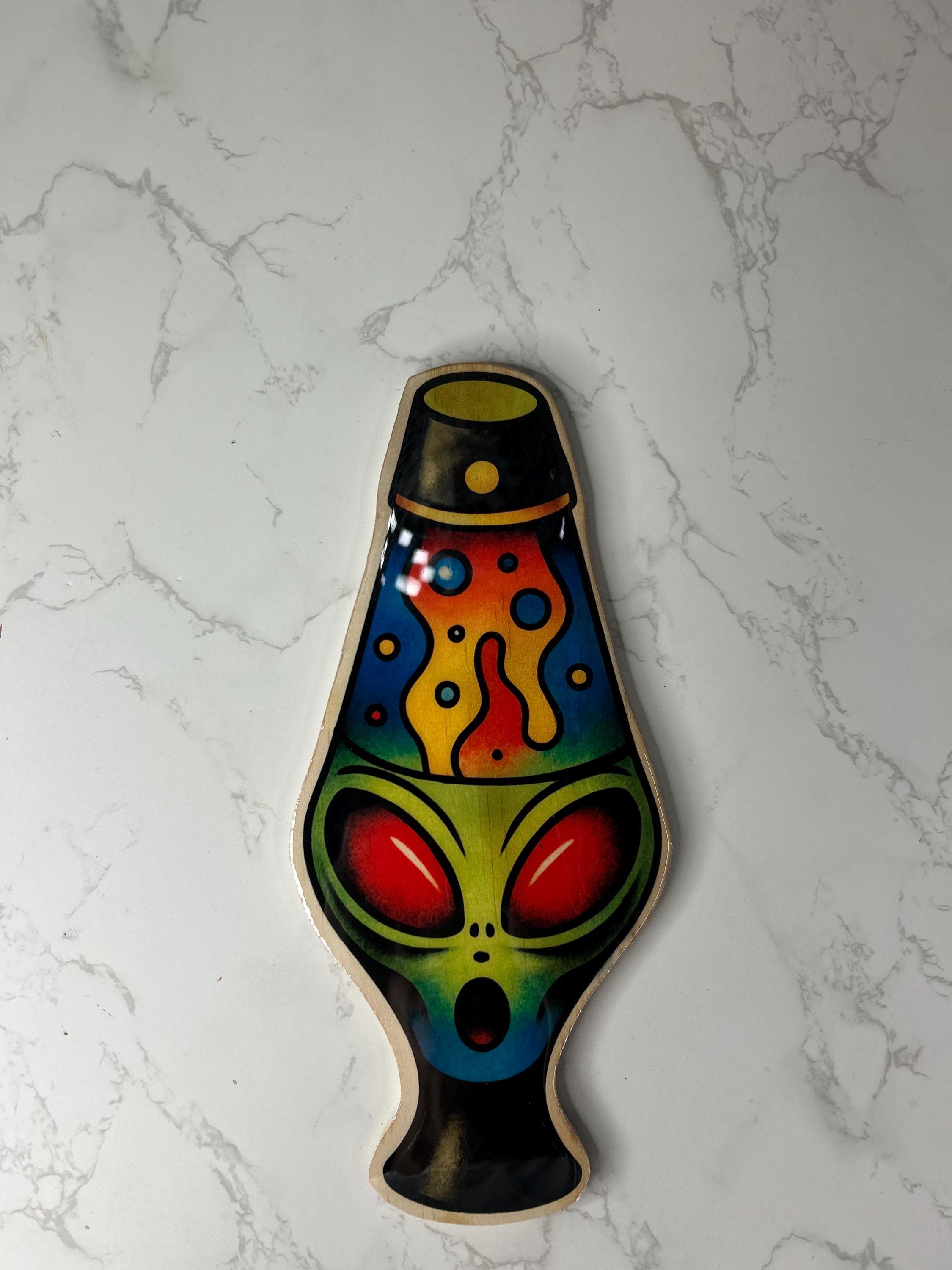 Alien Lava Lamp Tattoo Wall Art: Handmade Wood and Resin - Etsy