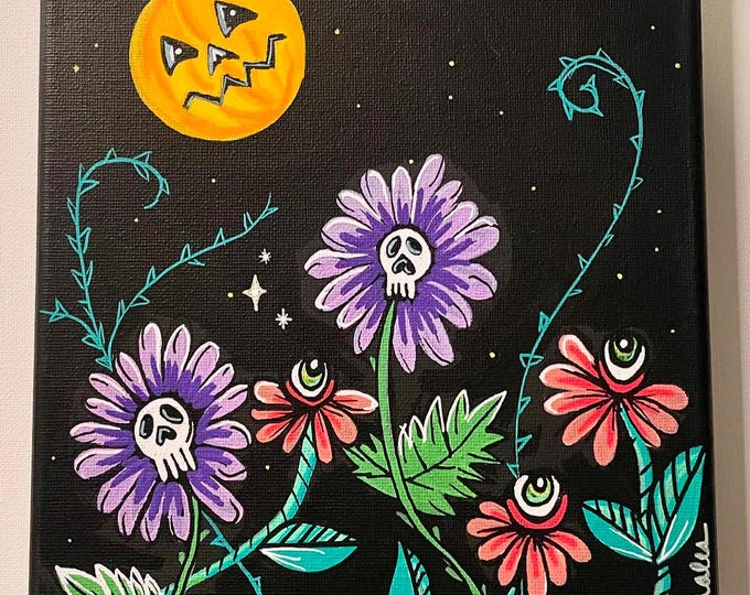 Halloween Wall Art Painting - Creepy Cute Flowers - Etsy