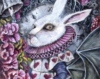 White Rabbit Fantasy Art Print Whimsical Bunny Nursery Wall - Etsy