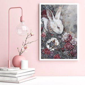 White Rabbit Fantasy Art Print, Bunny Nursery Wall Art - Etsy