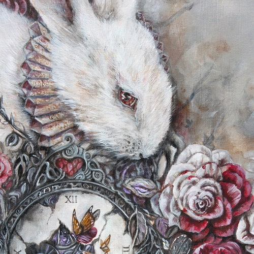 White Rabbit Fantasy Art Print Whimsical Bunny Nursery Wall - Etsy