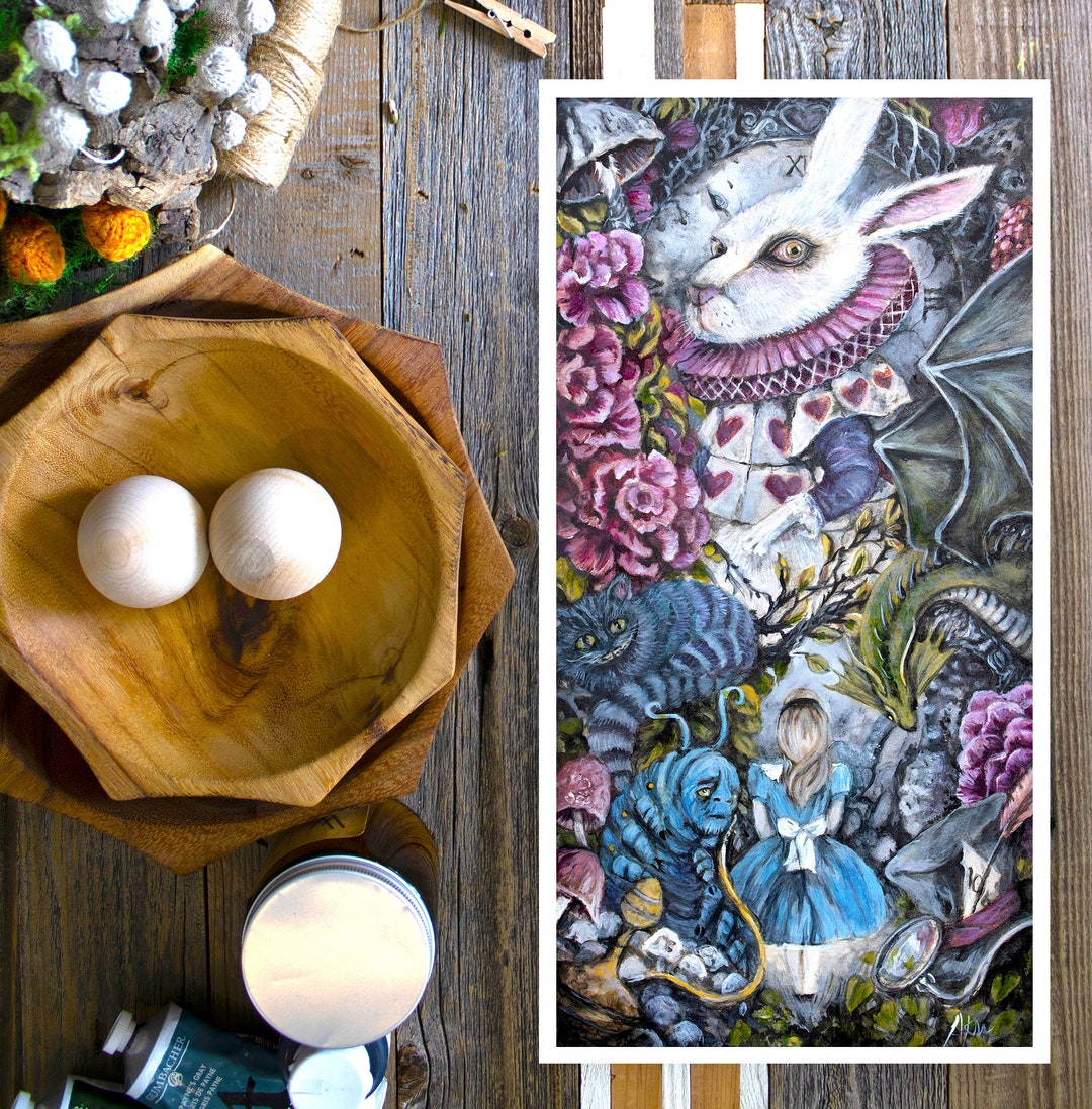 White Rabbit Fantasy Art Print- Whimsical Bunny Nursery Wall Art - Etsy