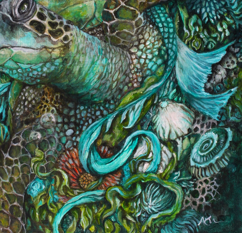 Fantasy Art Print Mermaid Wall Art Sea Turtle Art - Etsy