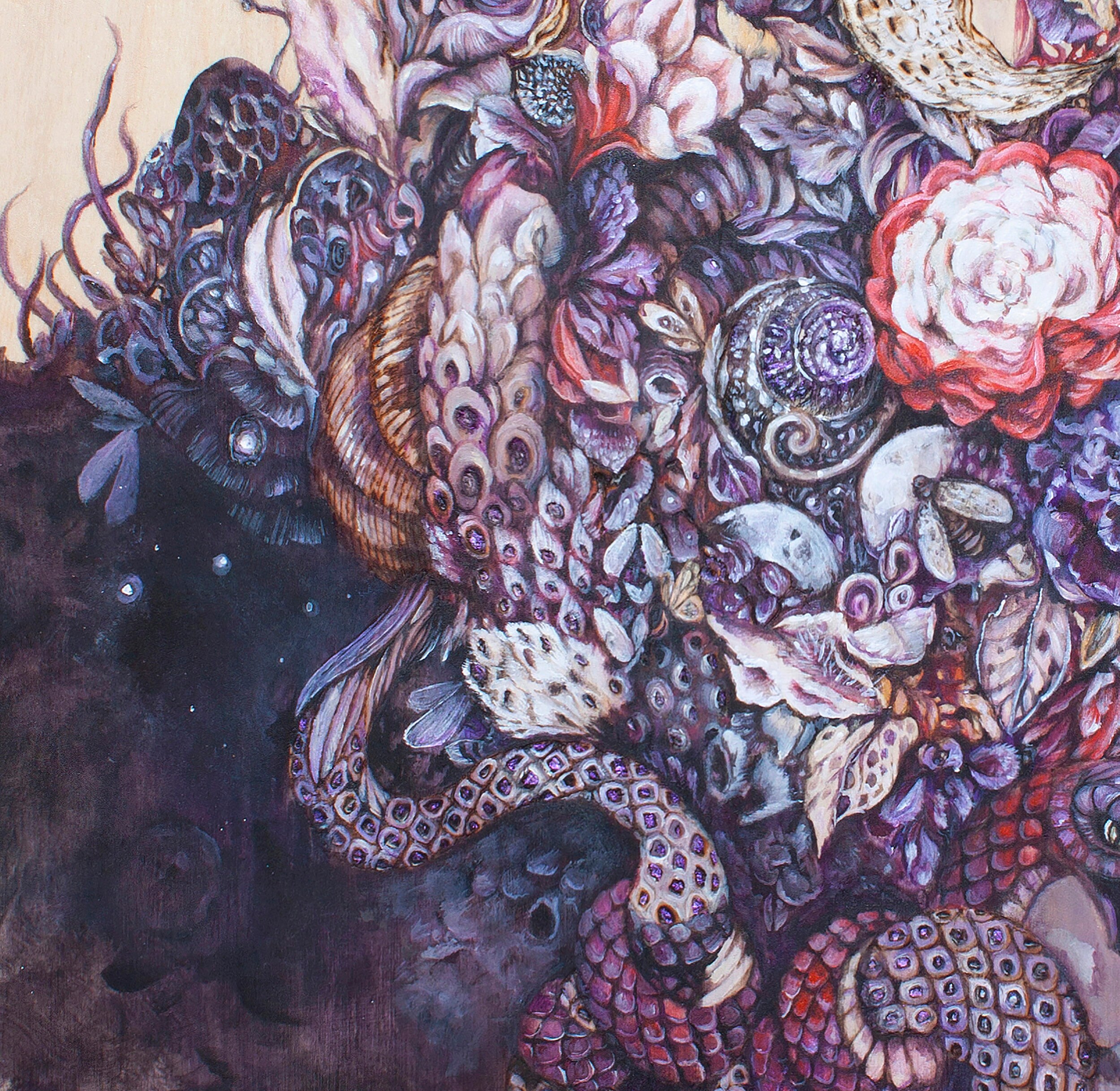 Surreal Snakes and Flowers Fantasy Art Print | Etsy