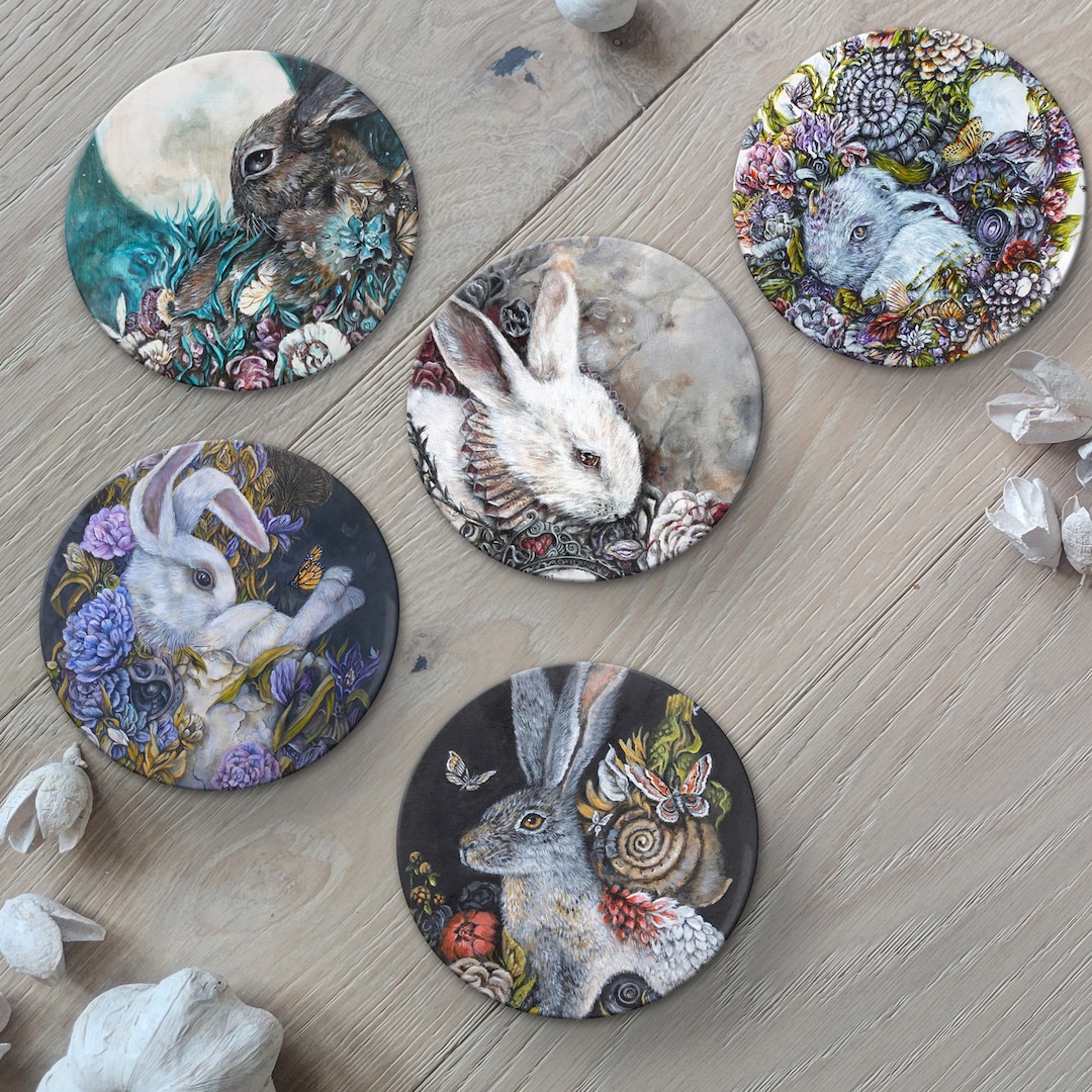 Bunny Buttons, Bunny Pin Button Set of 5, Rabbit Buttons - Etsy