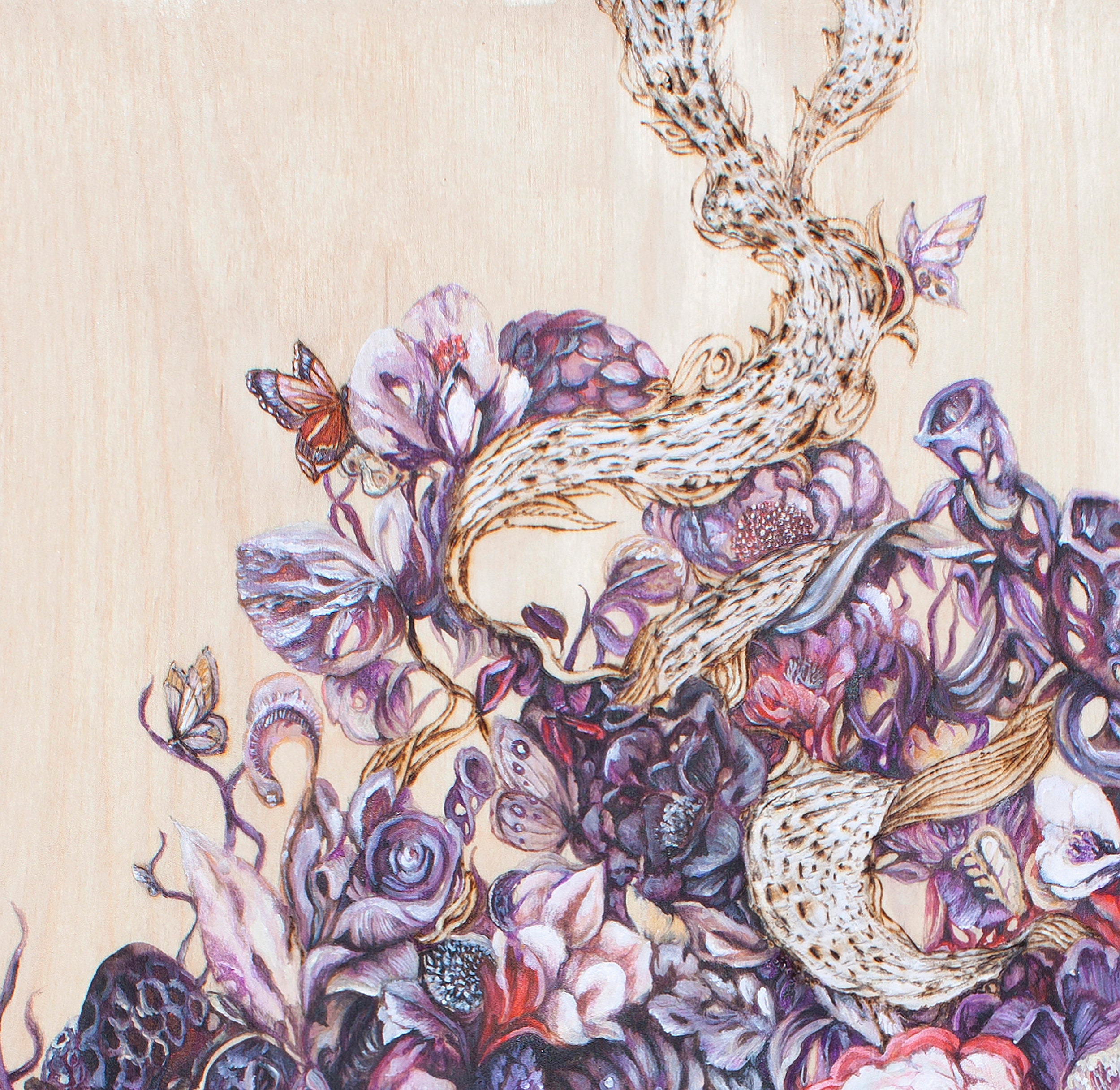 Surreal Snakes and Flowers Fantasy Art Print | Etsy