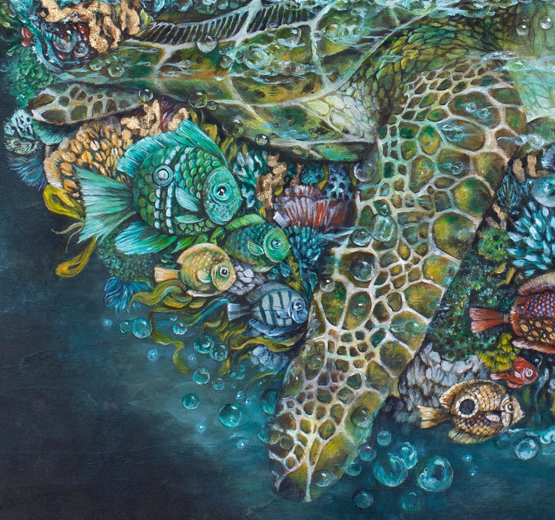 Steampunk Sea Turtle Art Fantasy Art Print Surreal Wall Art - Etsy