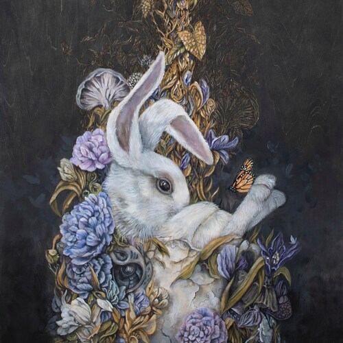 White Rabbit Fantasy Art Print Whimsical Bunny Nursery Wall - Etsy