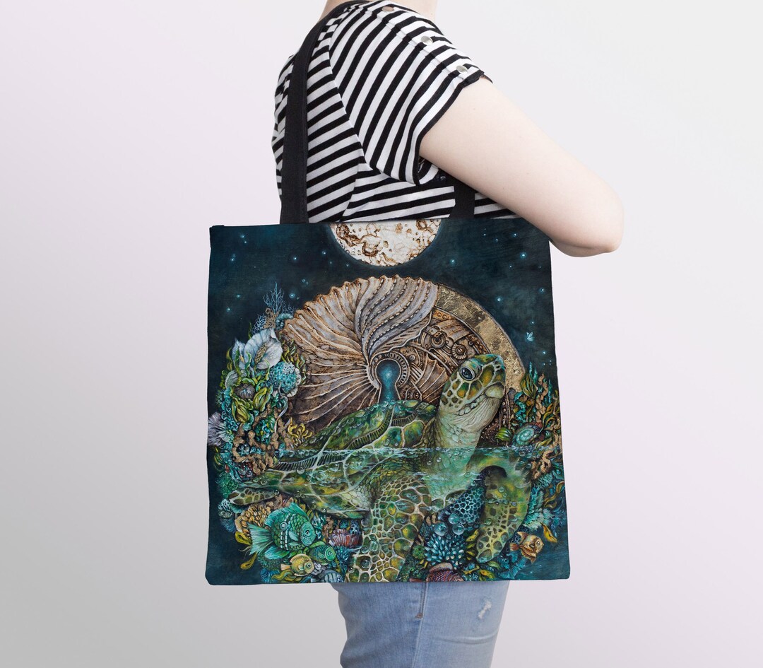 Sea Turtle Tote Tag, Grocery Tote, Turtle Accessory - Etsy