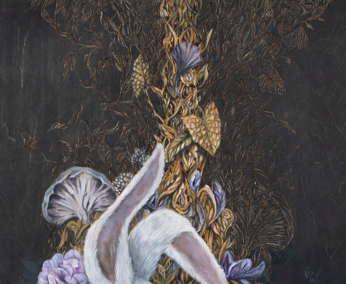 White Rabbit Bunny & Teacup Giclee Fantasy Art Print - Etsy