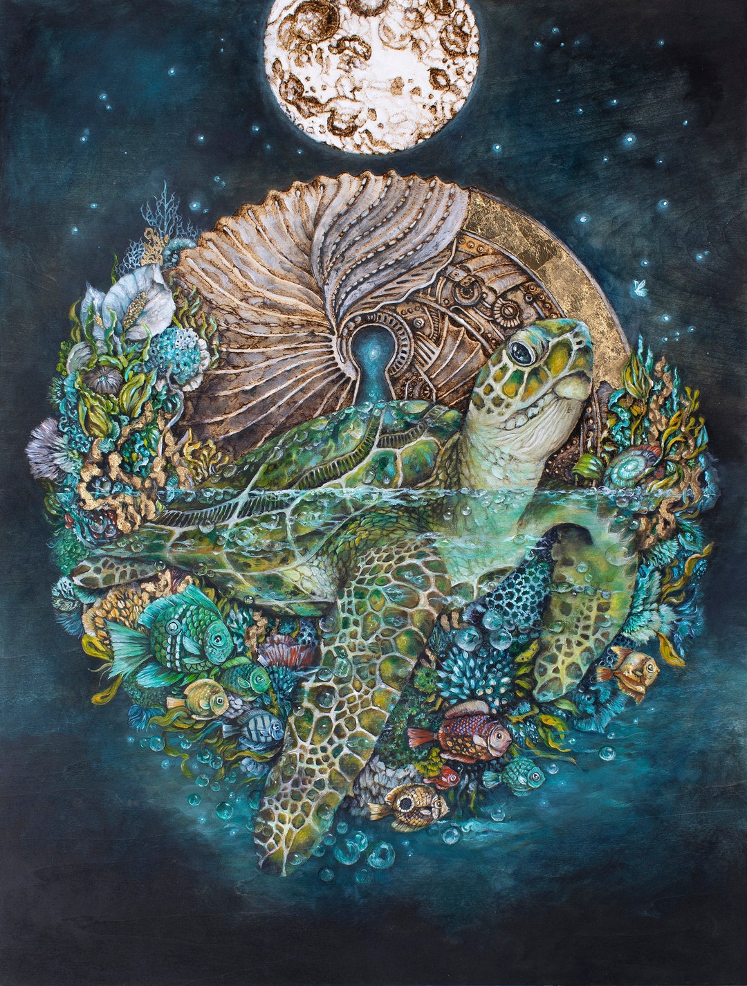 Steampunk Sea Turtle Art. Fantasy Art Giclee Print, Surreal Wall Art - Etsy