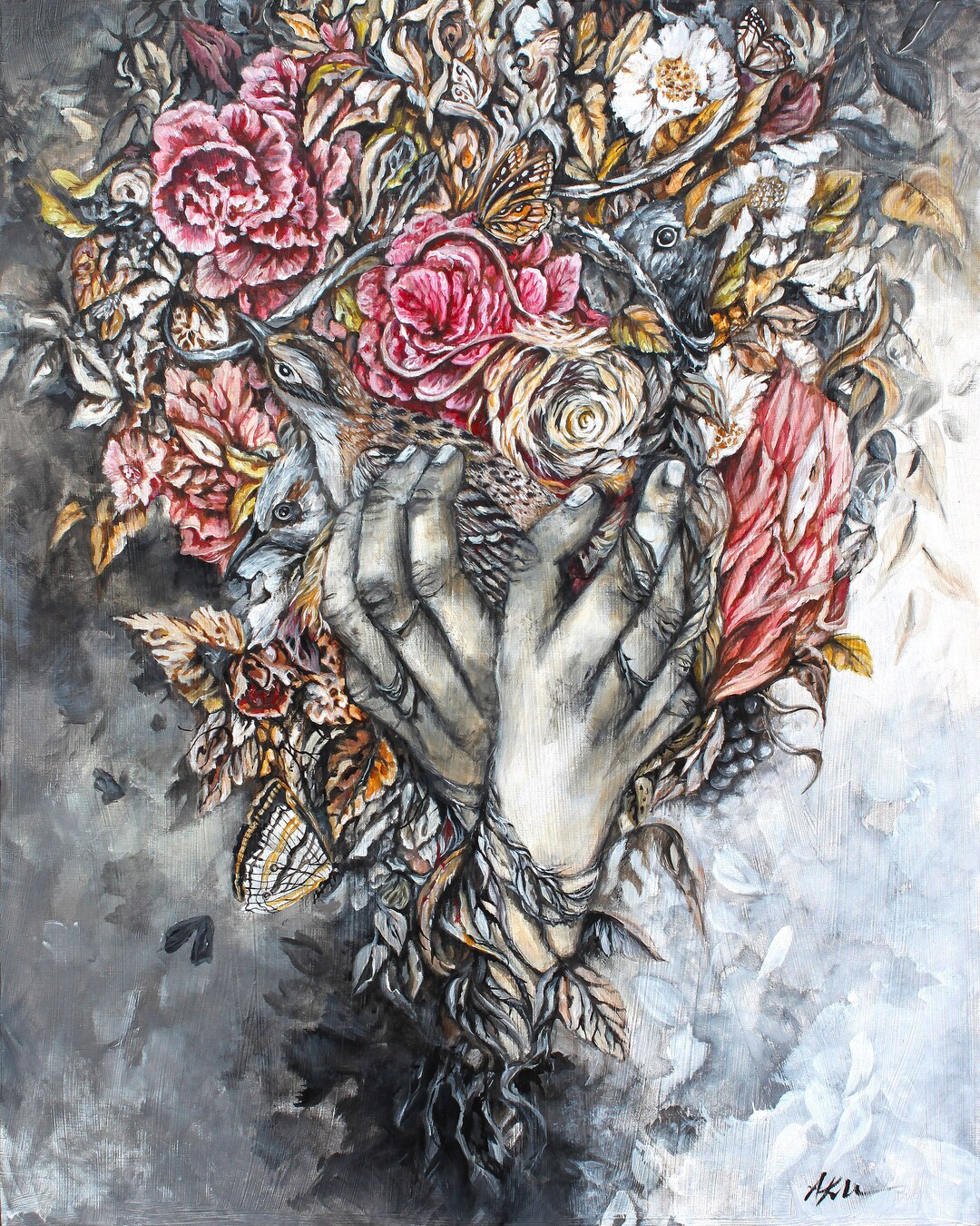 Christian Art Print: the Healer - Birds, Flowers, Hands - Etsy