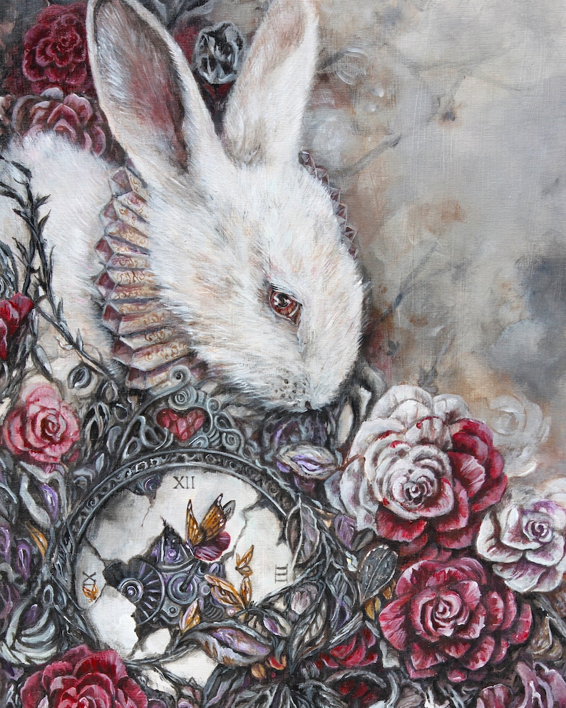 White Rabbit Fantasy Art Print Bunny Nursery Wall Art - Etsy