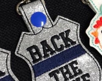 Back the Blue Vinyl Key Chain, Key Fob, Pull Tab, Blue Line - Etsy