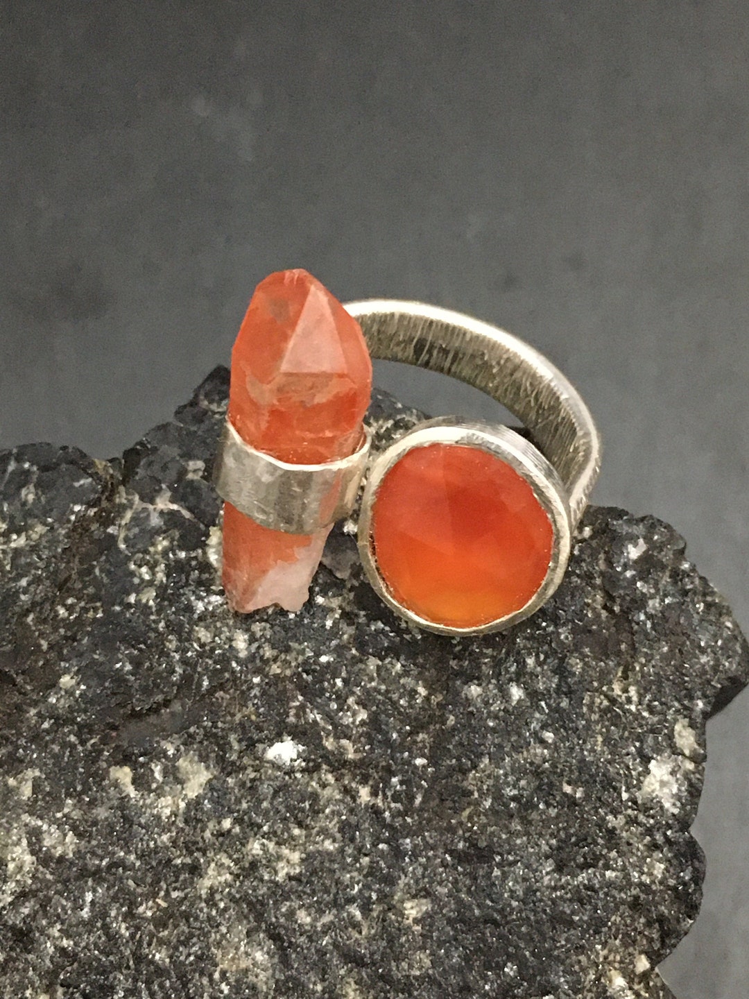 SHIVA Shakti Ring - Tangerine Quartz Shard & Faceted Carnelian - Etsy ...