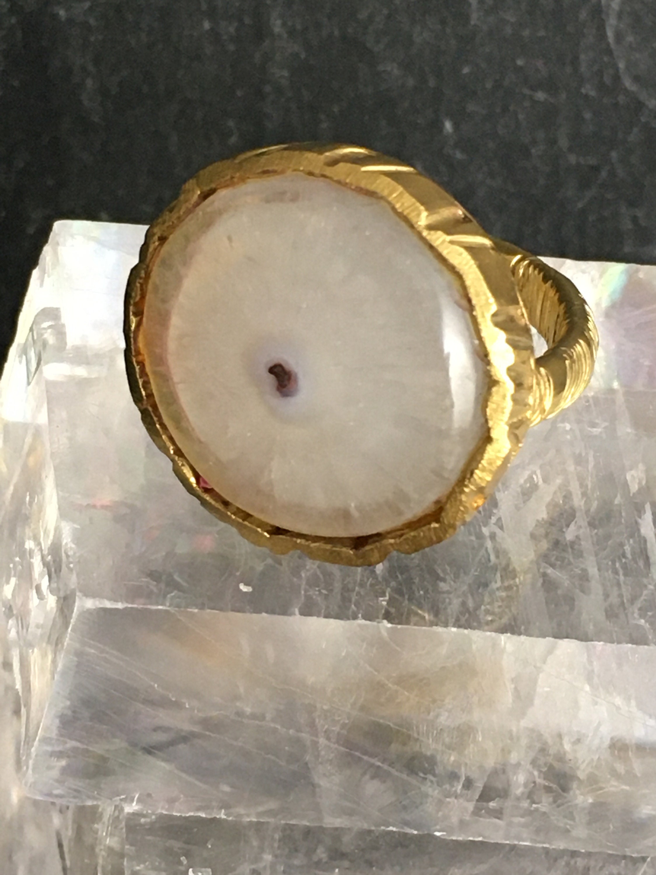 Solar Quartz Ring Set in 22ct Gold Vermeil, Uk Size O, US Size 7 1/4 ...
