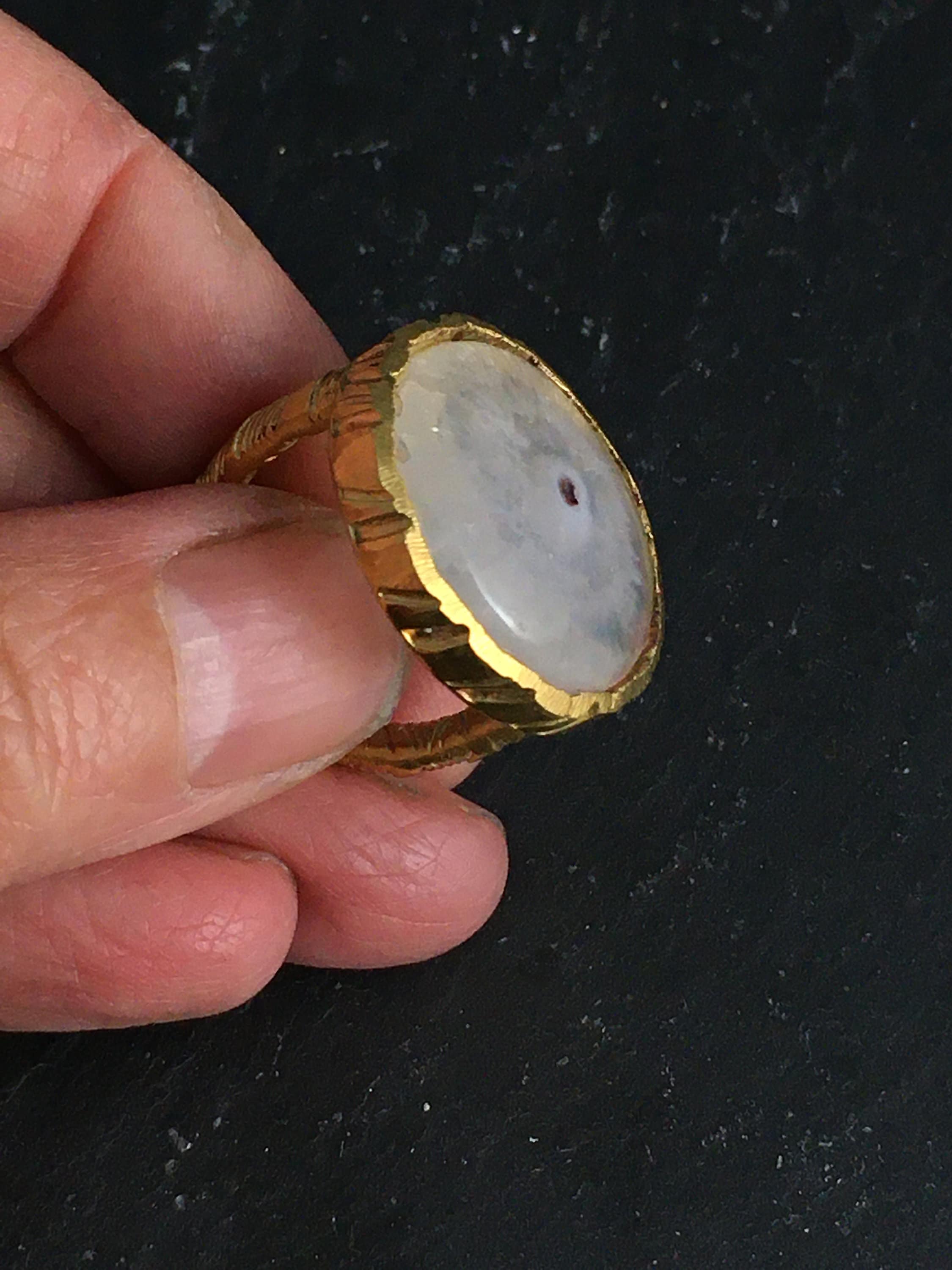 Solar Quartz Ring Set in 22ct Gold Vermeil, Uk Size O, US Size 7 1/4 ...