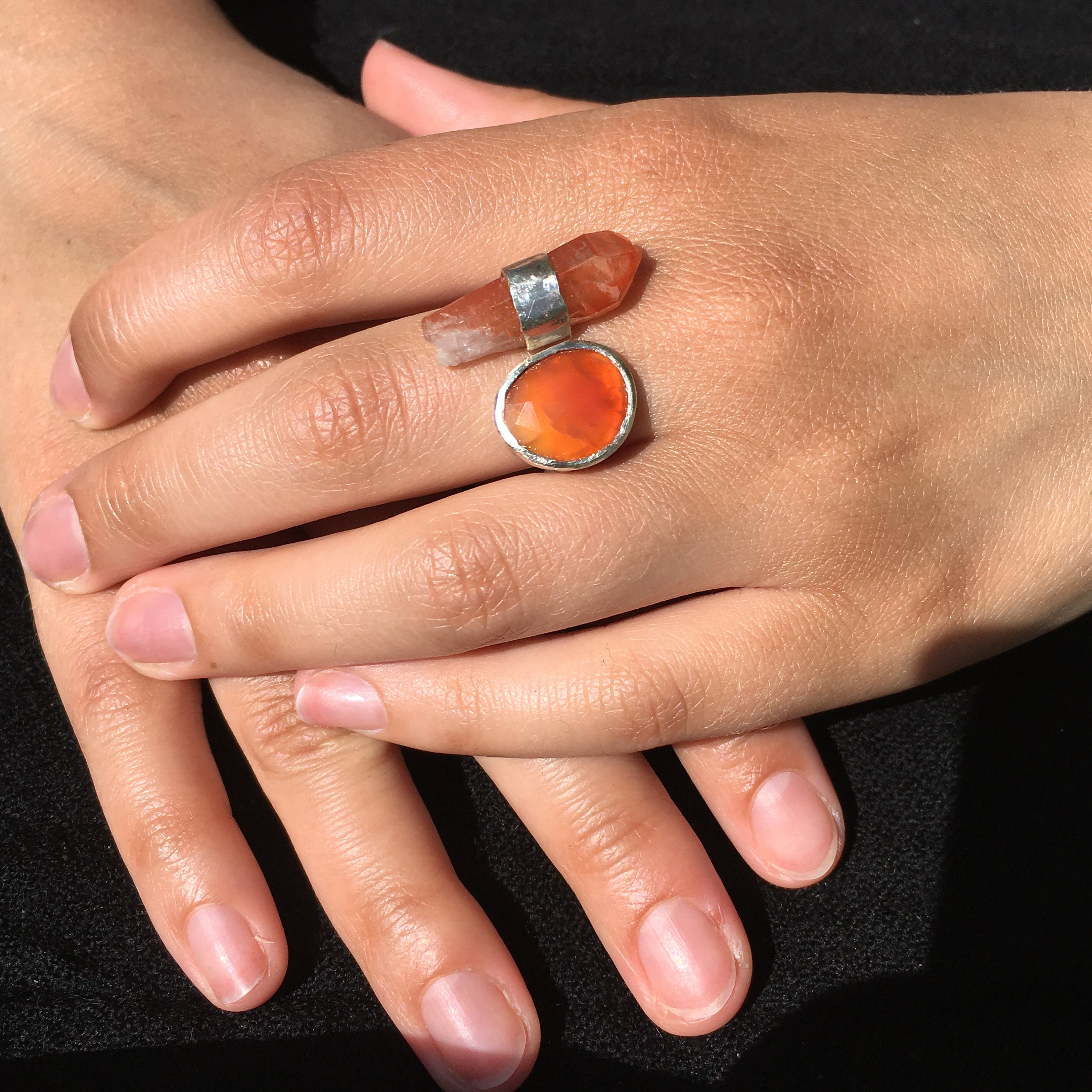 SHIVA Shakti Ring Tangerine Quartz Shard & Faceted Carnelian - Etsy ...